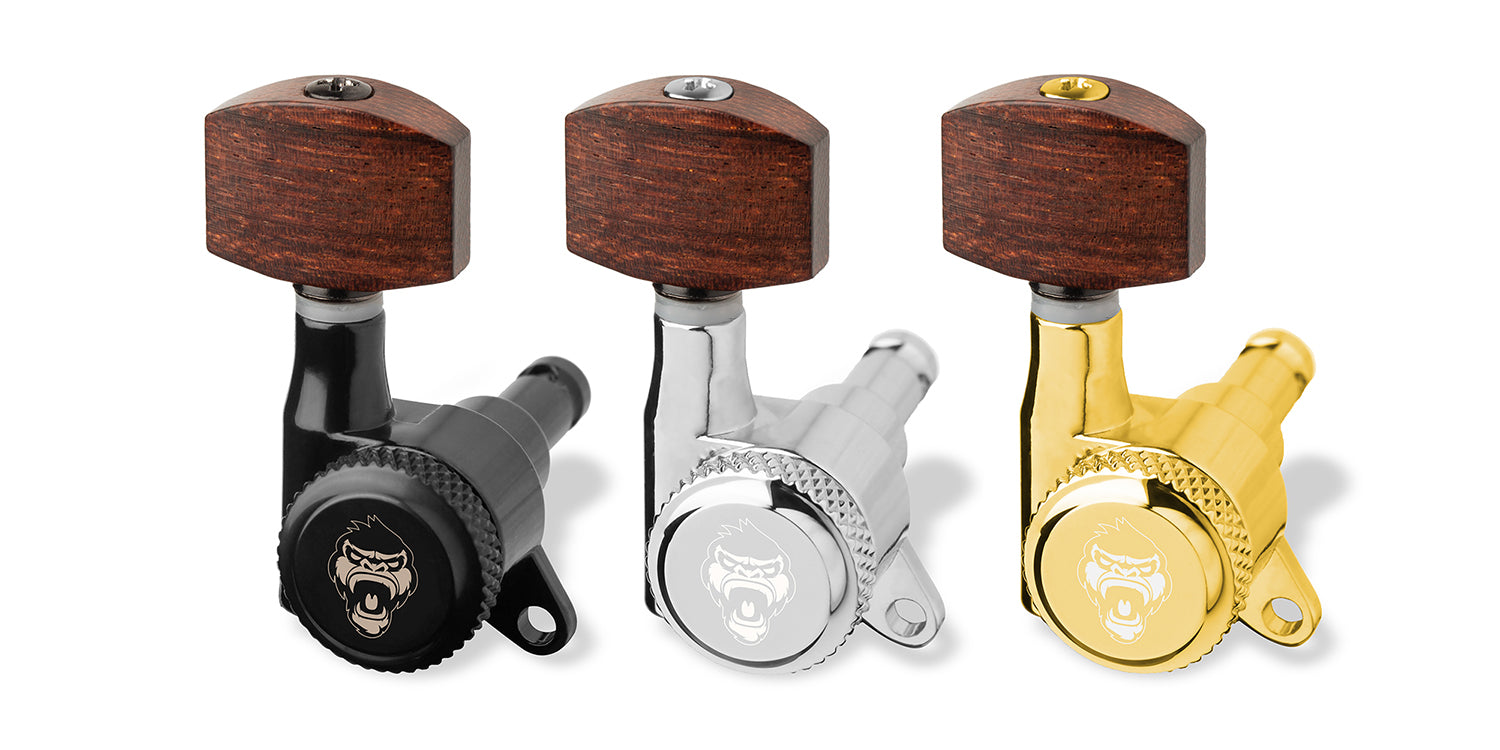 8-String Set Monkey Locks - Locking Tuners Wood Buttons – Guitar Monkey